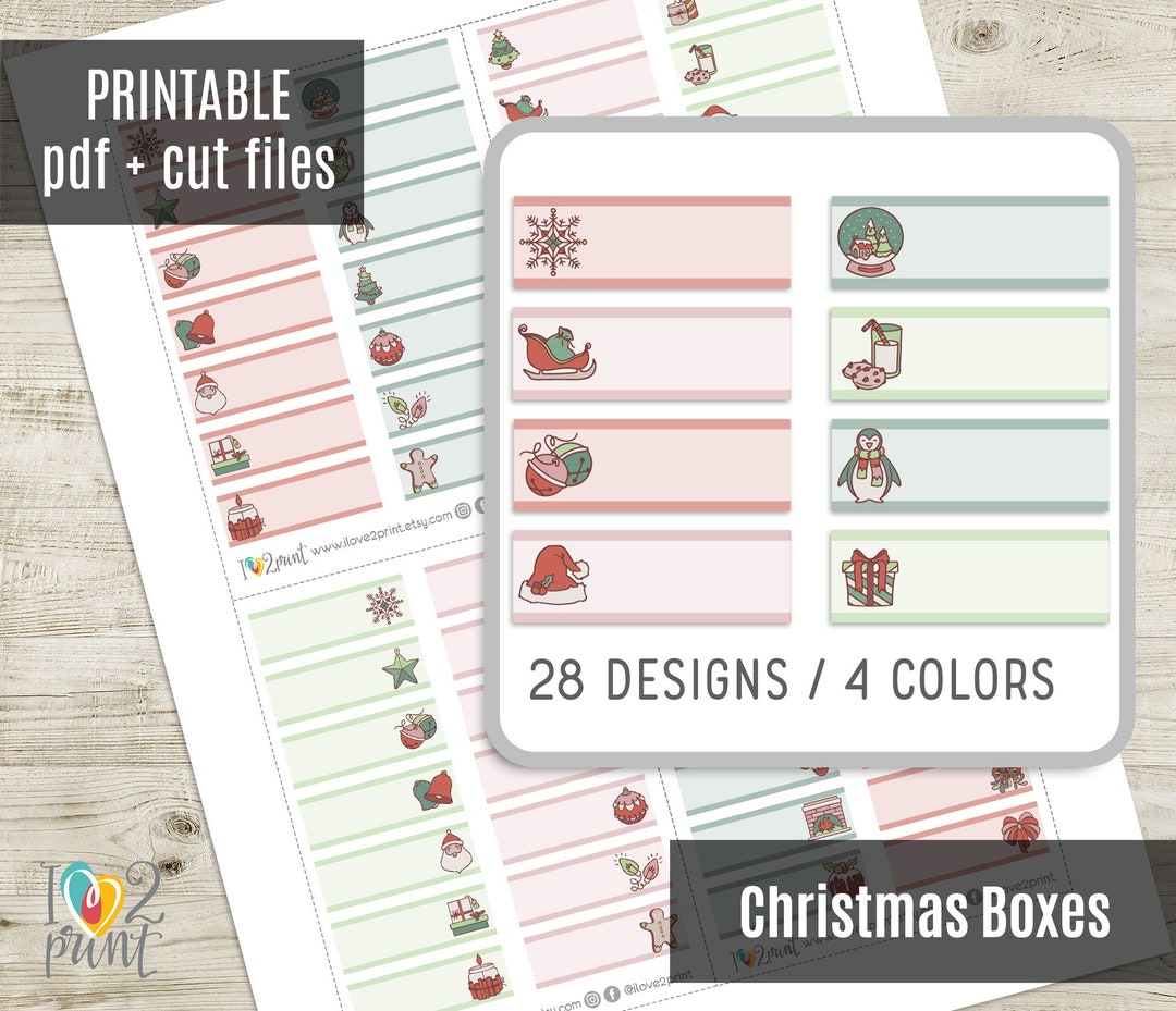 Christmas Quarter Box Festive Quarter Boxes Planner Stickers, Printable ...