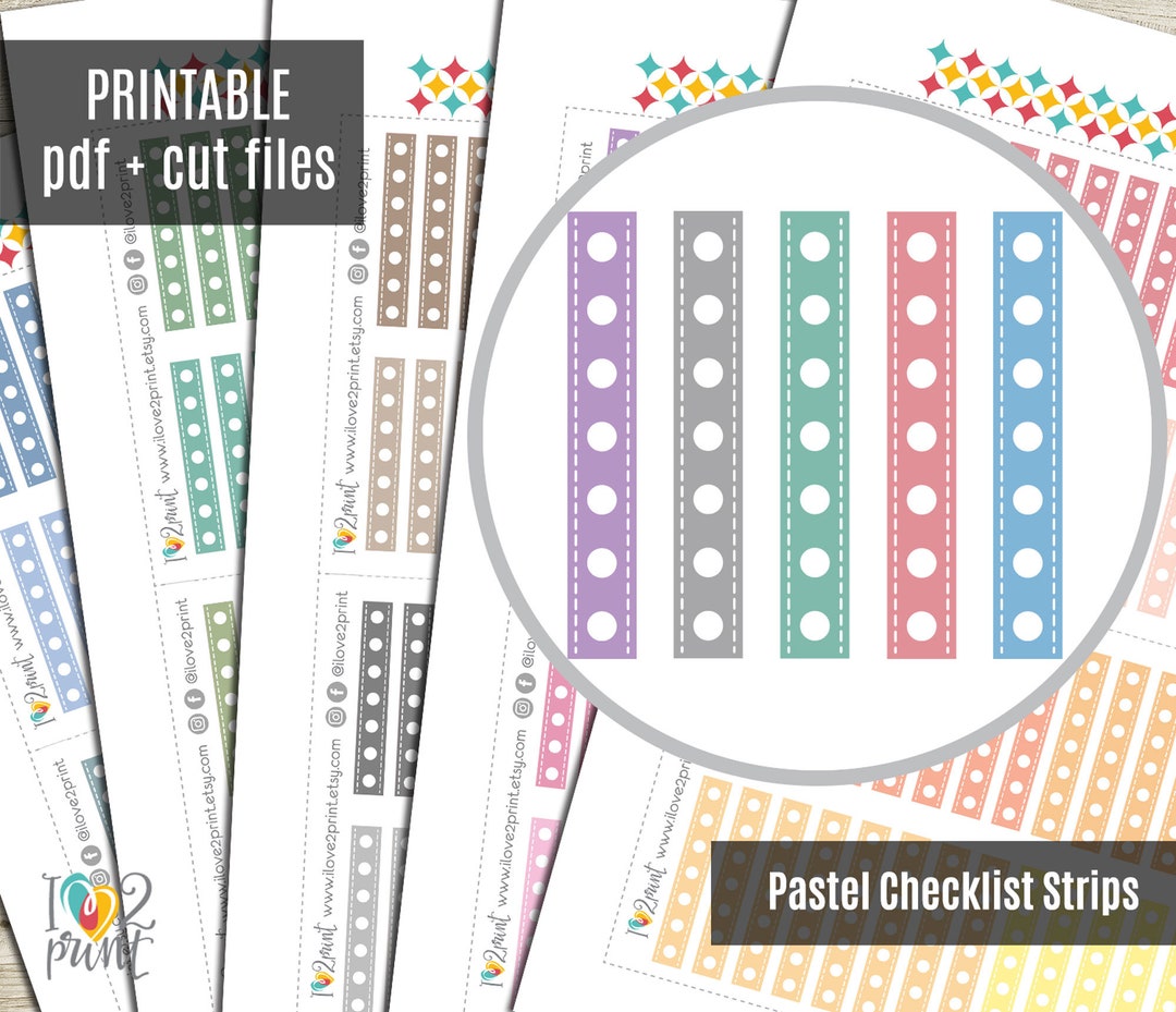 Pastel Checklist Stripes Planner Stickers Checklist Printable - Etsy