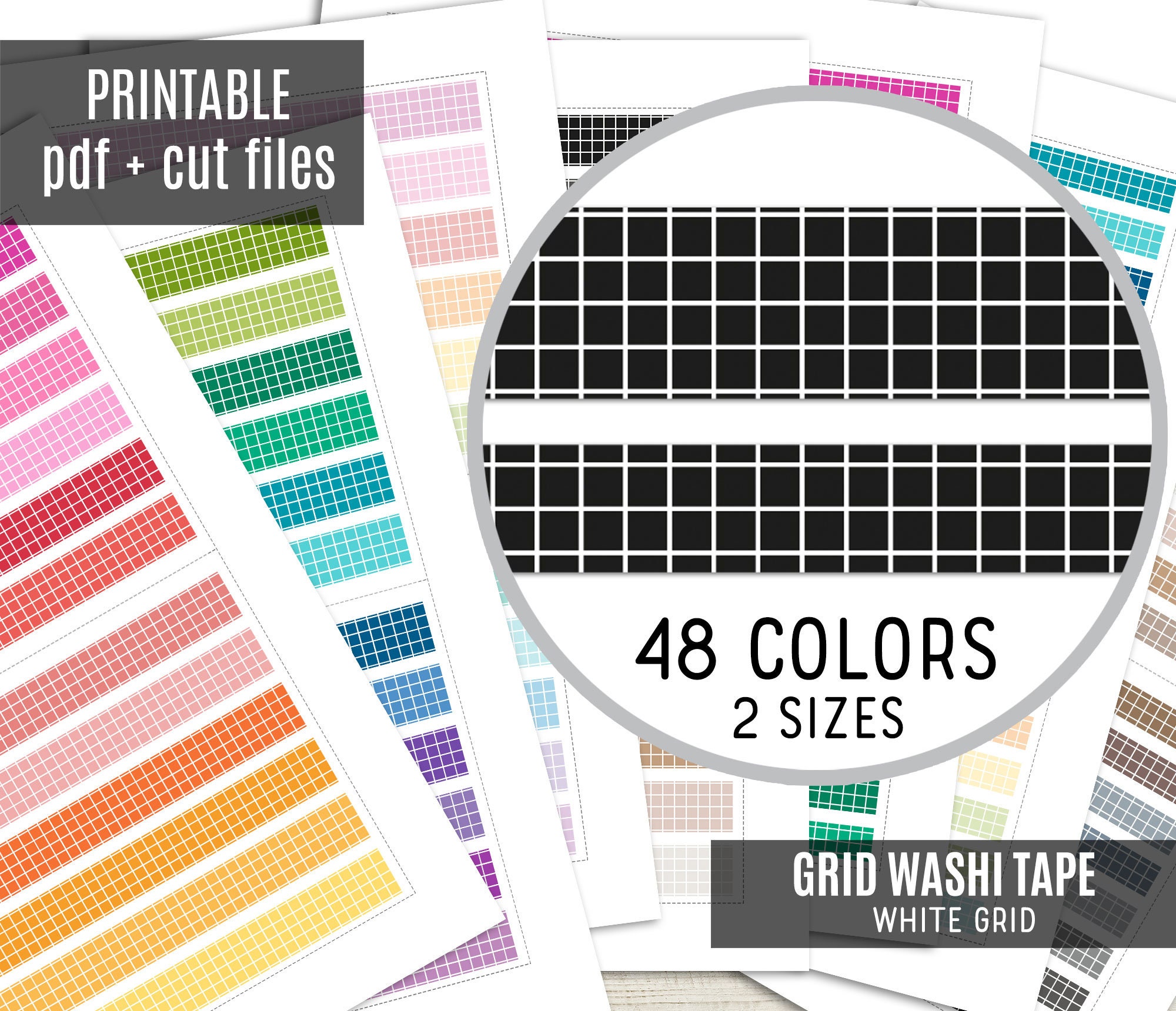 White Grid Washi Tape Planner Stickers Grid Washi Strips - Etsy