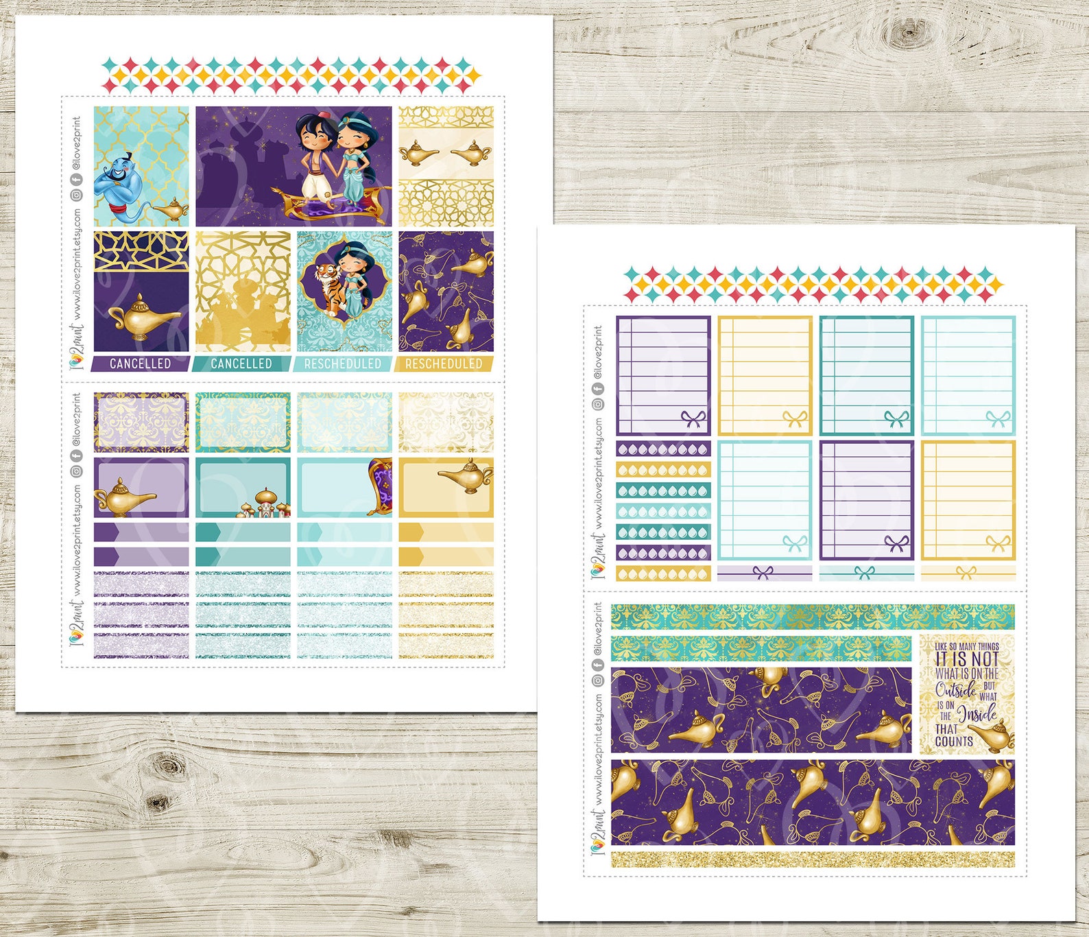 Aladdin Weekly Printable Planner Stickers Erin Condren | Etsy