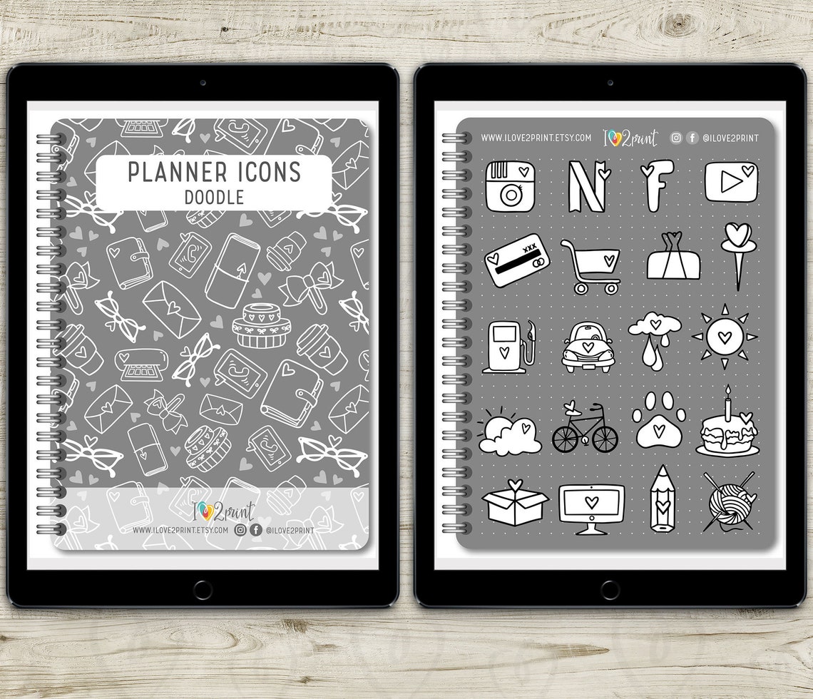 Planner Icons Goodnotes Sticker Book Cute Icons Digital - Etsy