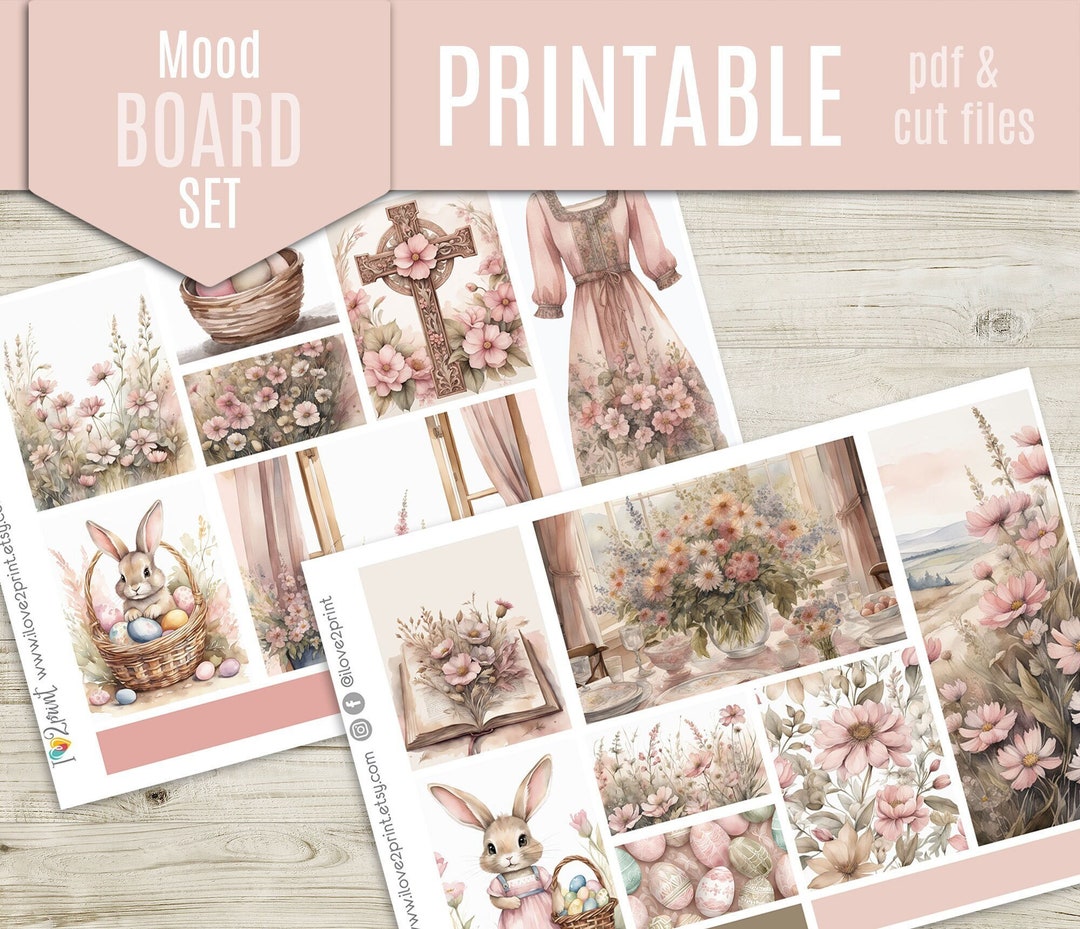 Easter Time Watercolor Moodboard Planner Stickers, Decorative Sticker ...