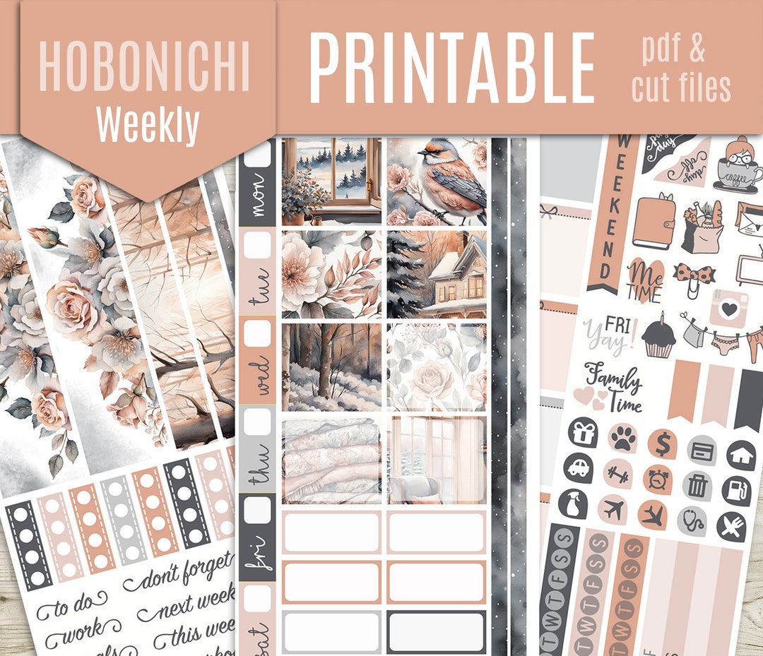 Rose Winter Hobonichi Weeks Printable Planner Stickers Snow Time Hobo ...