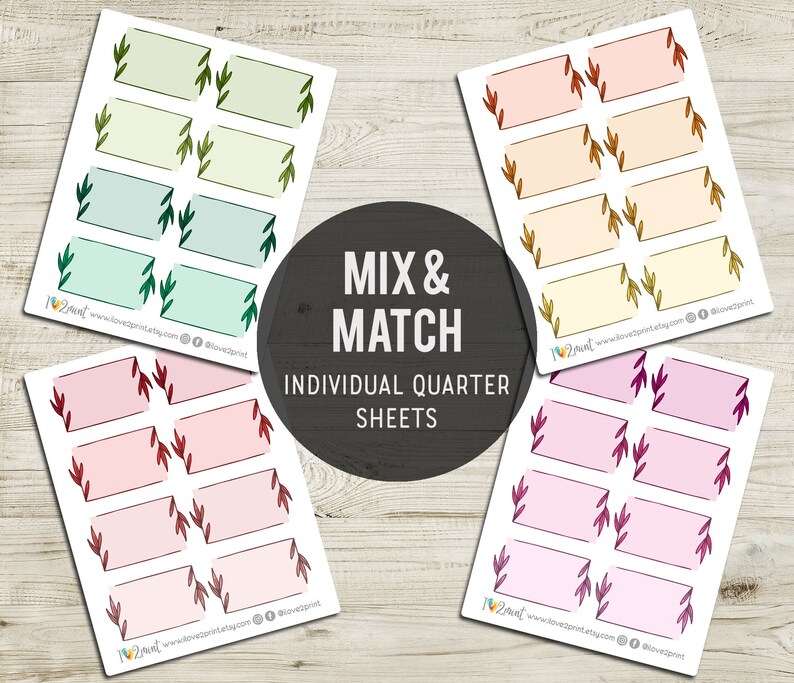 Leaves Half Box Planner Stickers Half Box Printable Stickers - Etsy