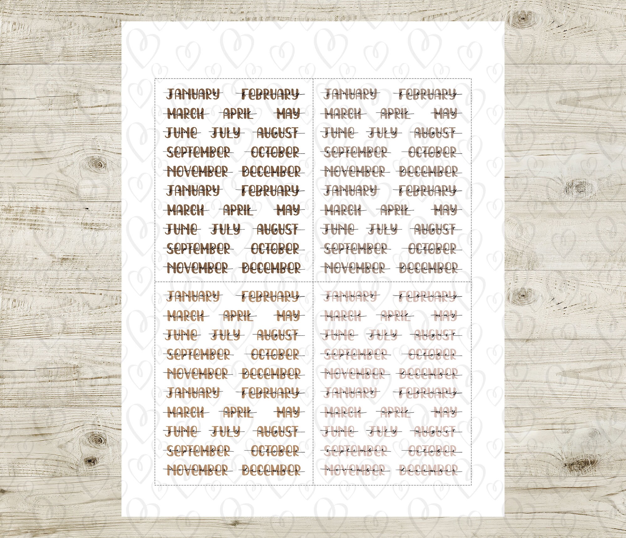 Hand-lettered Month PASTEL Planner Stickers Month Script | Etsy