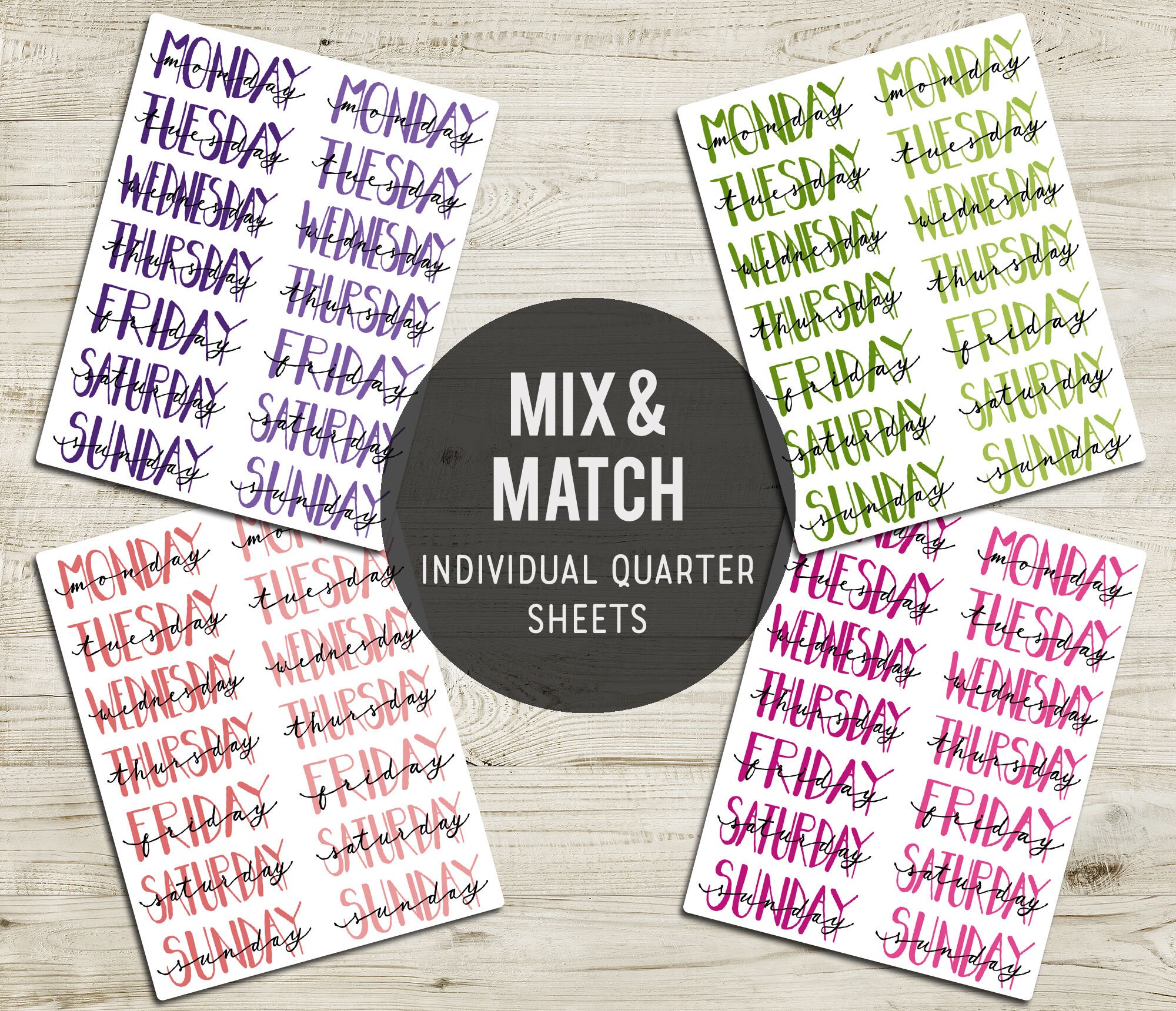 Week Headers Hand-lettered Planner Stickers BRIGHT Week - Etsy Australia