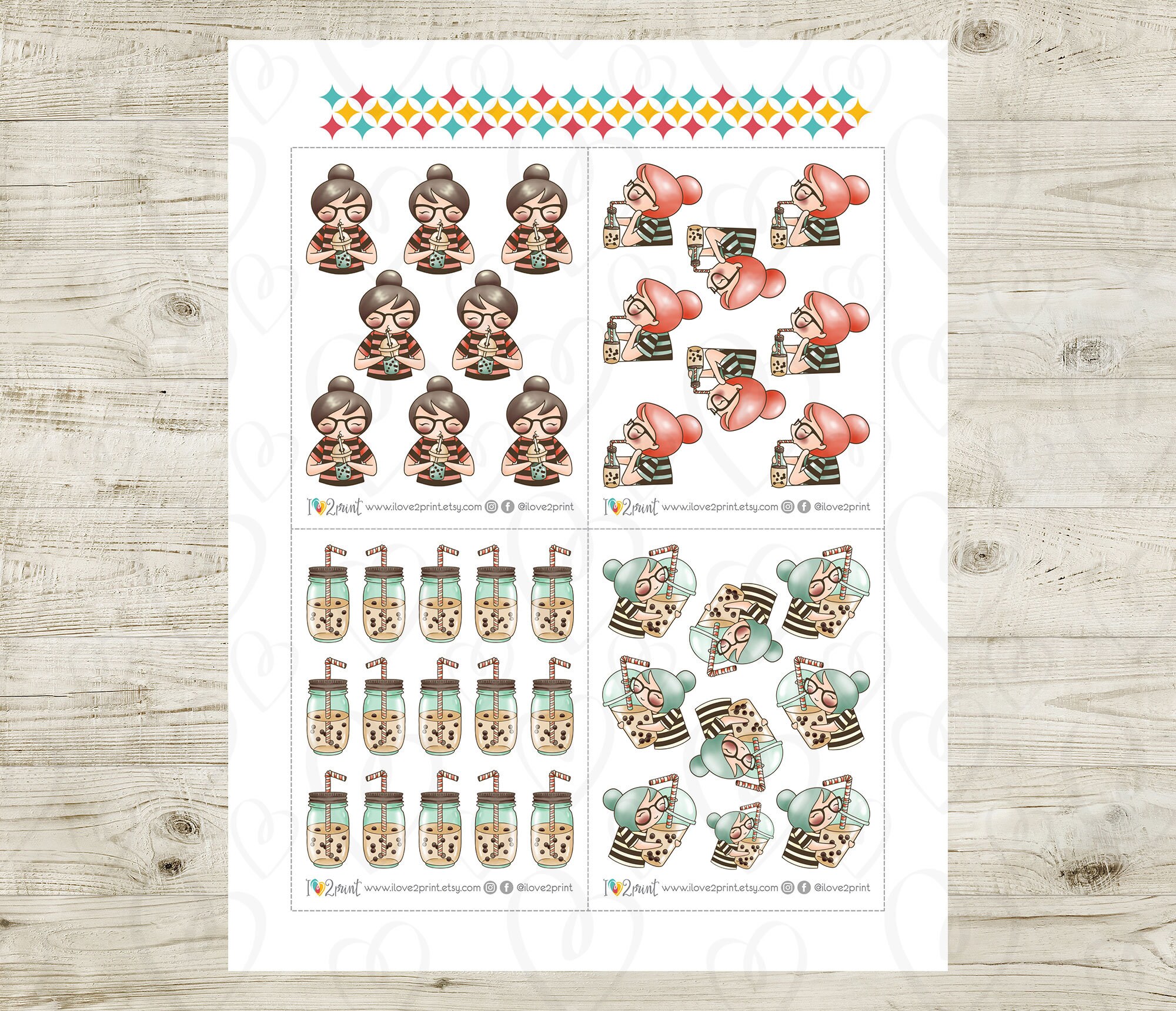 Elena Planner Girl Bubble Tea Color Boba Tea Elena Planner | Etsy