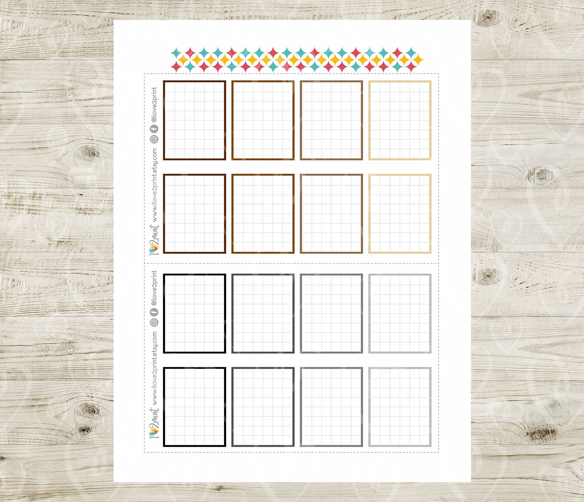 Grid Full Box Planner Stickers Grid Box Checklist Printable - Etsy