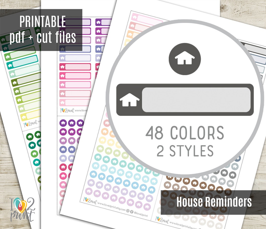 House Bill Reminders Printable Planner Stickers, Pay Rent Labels ...