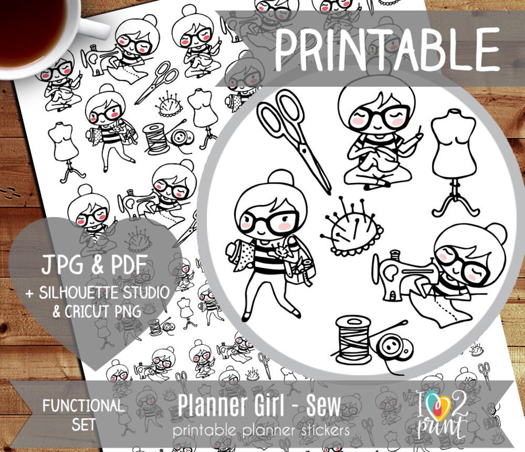 Planner Girl Sew Printable Planner Stickers, Erin Condren Printable ...