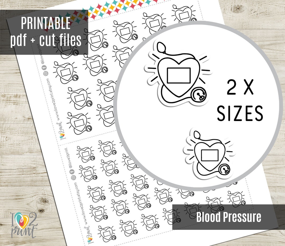 Blood Pressure Planner Stickers, Blood Pressure Tracker Hand-drawn ...