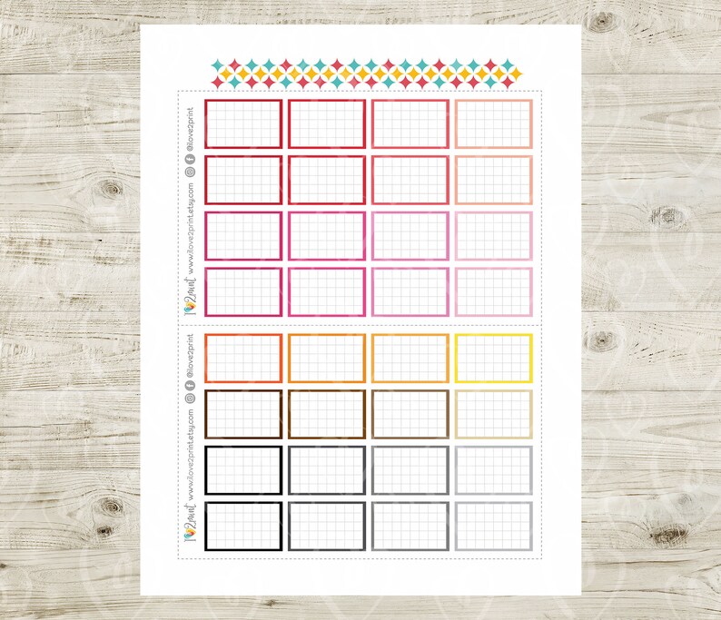 Grid Half Box Planner Stickers Half Box Grid Printable | Etsy