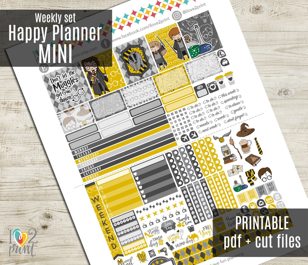 Wizard School II Weekly Printable Planner Stickers, Mini Happy Planner ...