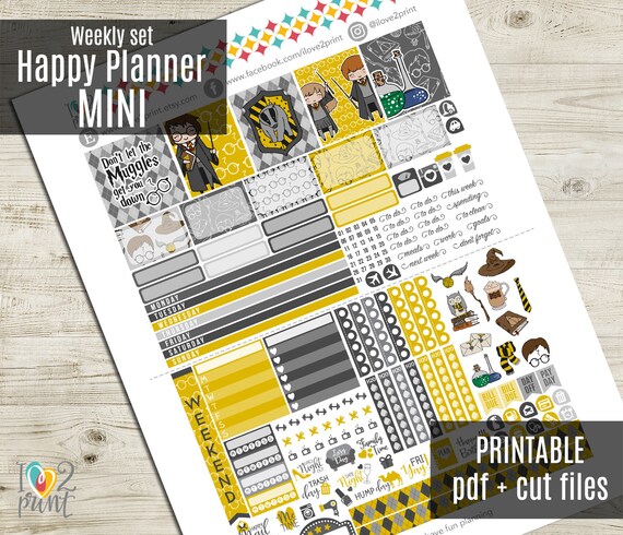 Wizard School II Weekly Printable Planner Stickers Mini Happy | Etsy