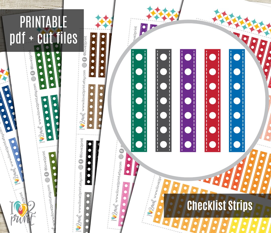 Checklist Stripes Planner Stickers, Checklist Printable Stickers ...