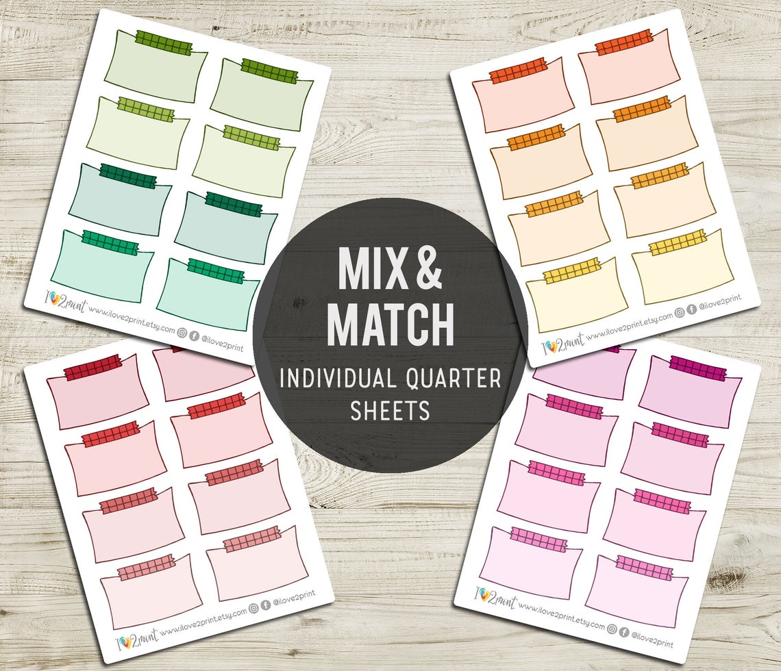 Grid Washi Half Box Planner Stickers Half Box Printable - Etsy