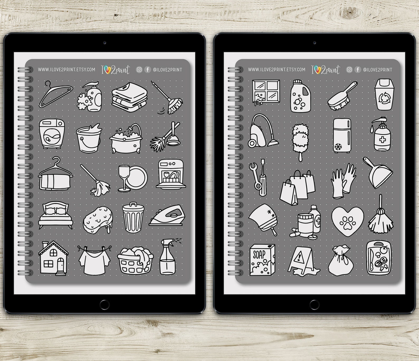 Housework Icons Goodnotes Sticker Book Clean Digital - Etsy
