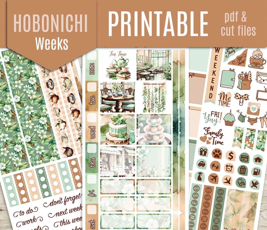 Tea Time Hobonichi Weeks Printable Planner Stickers Hobo Planner ...