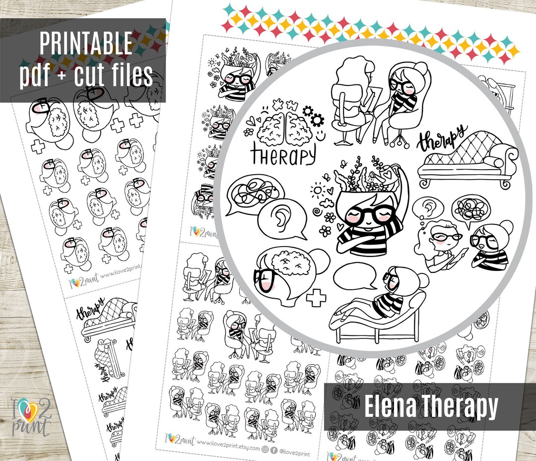 Elena Planner Girl Therapy Planner Stickers, Mental Health Printable ...