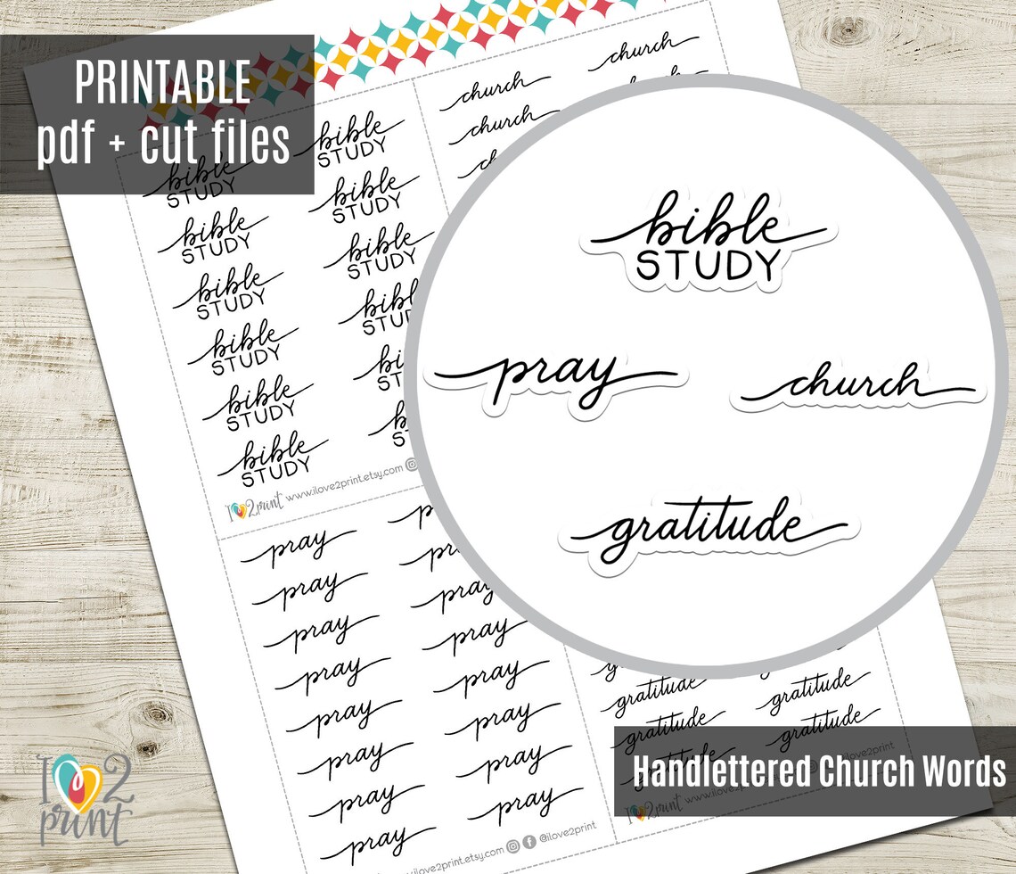 Handlettered Church Planner Stickers Bible Reading Script - Etsy