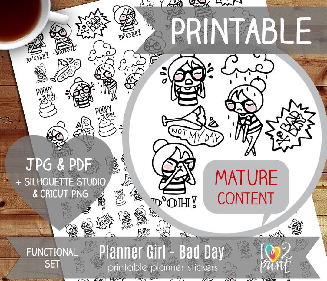 Planner Girl Bad Day Printable Planner Stickers, Erin Condren Printable ...
