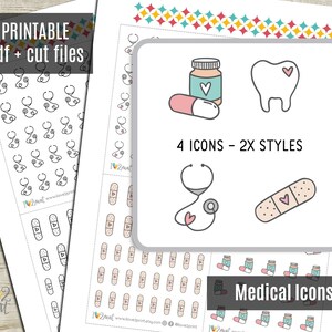 Doctor Doodle Icons Planner Stickers, Pills Hand-drawn Printable ...