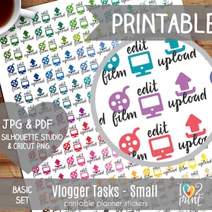 Vlogger Essentials Small Printable Planner Stickers Erin | Etsy