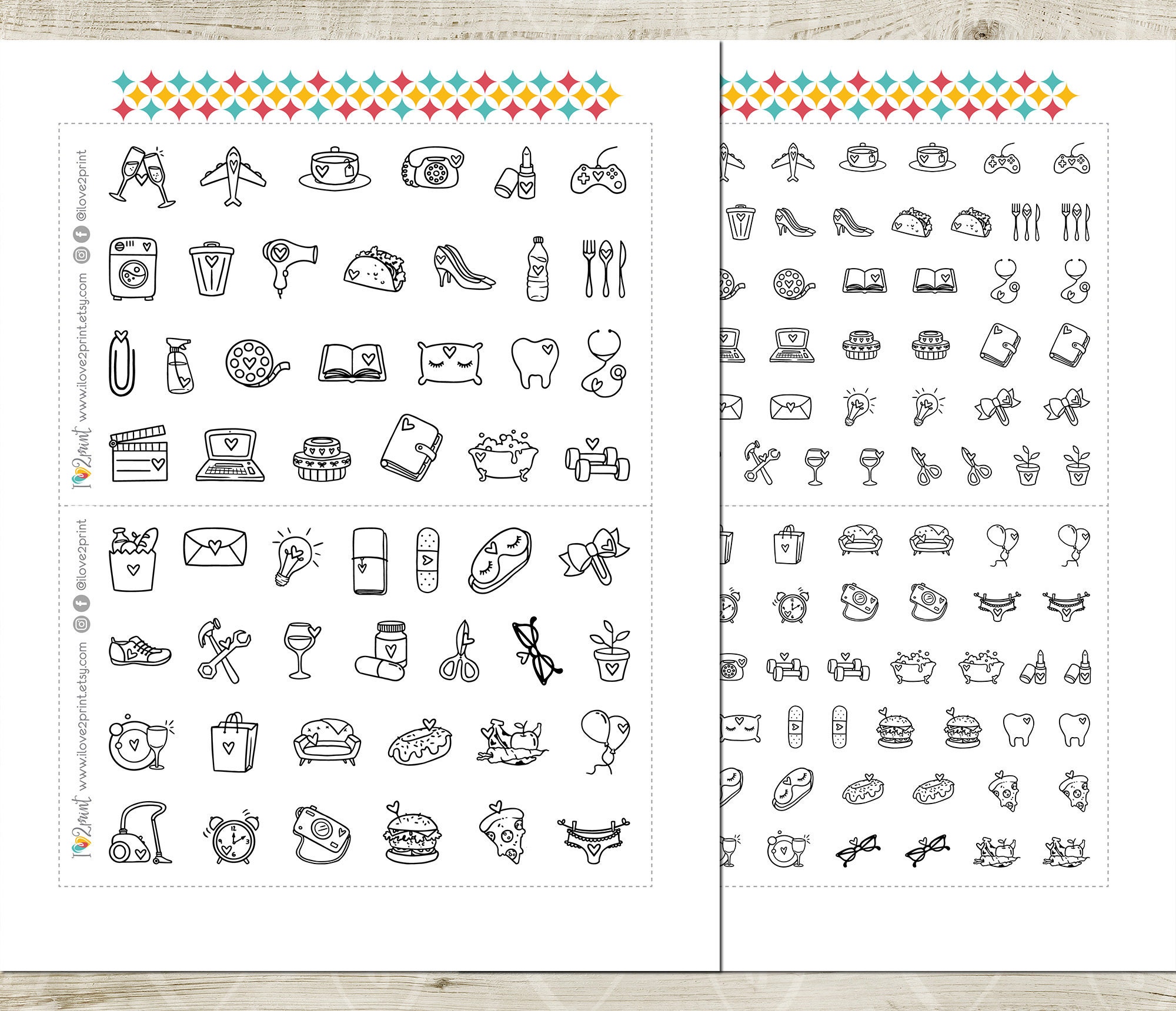 Daily Doodle Icons Planner Stickers Set 2 Lifesty Icons - Etsy