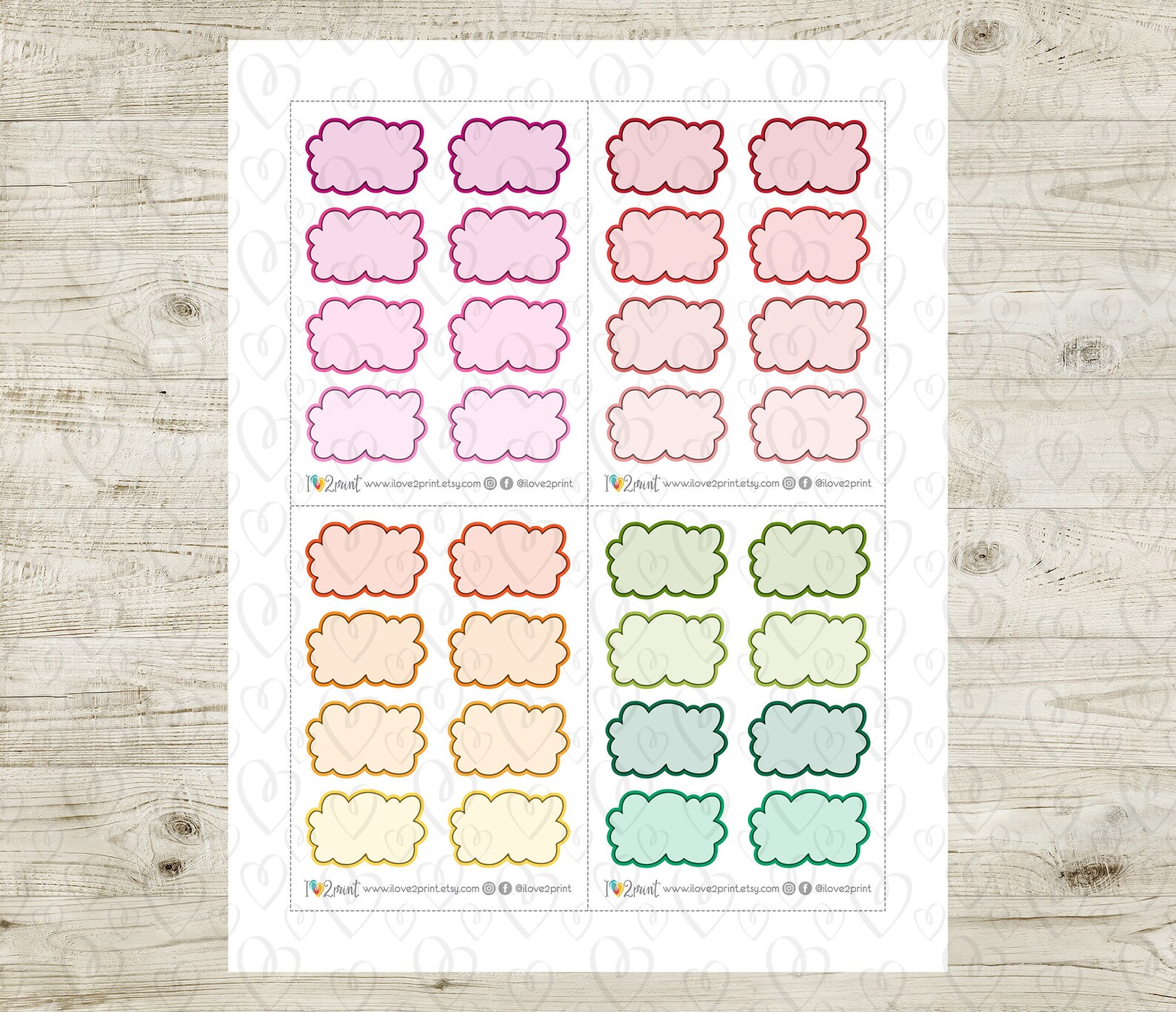 Speech Bubble Half Box Planner Stickers, Half Box Printable Stickers ...
