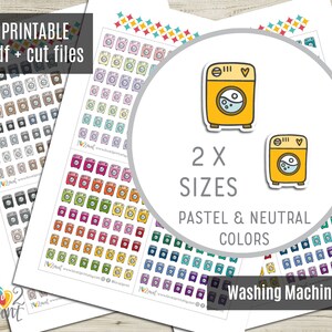 Washing Machine Planner Stickers, Hand-drawn Laundry Icon Printable ...