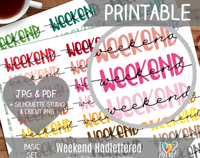 Hand Lettered Weekend Banner Printable Stickers Erin Condren - Etsy
