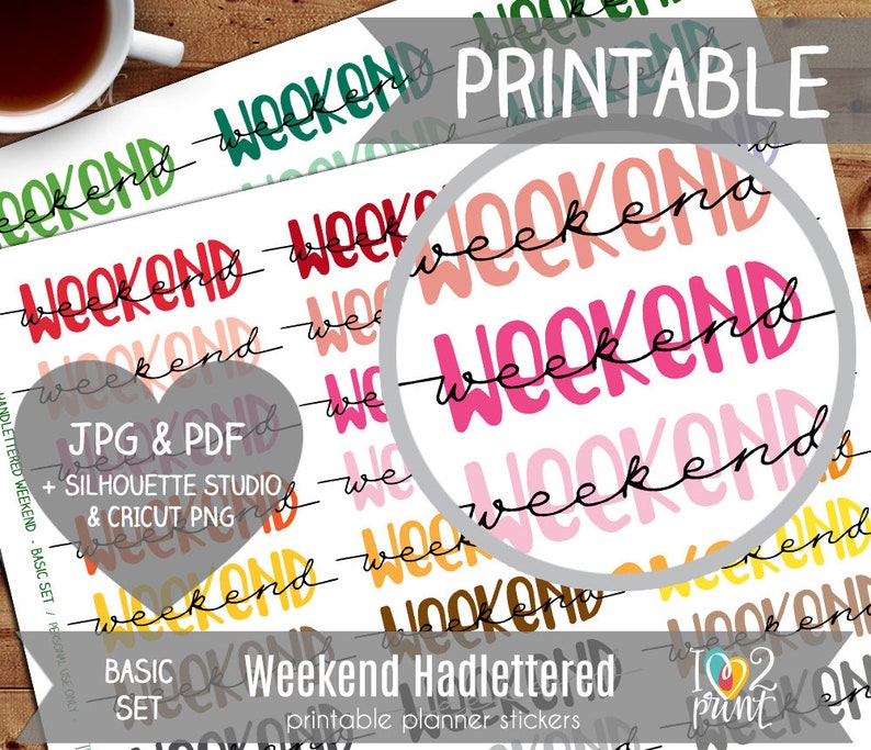 Hand Lettered Weekend Banner Printable Stickers Erin Condren | Etsy