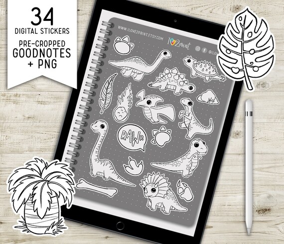 Dino Goodnotes Stickers Dinosaur Sticker Book Digital | Etsy