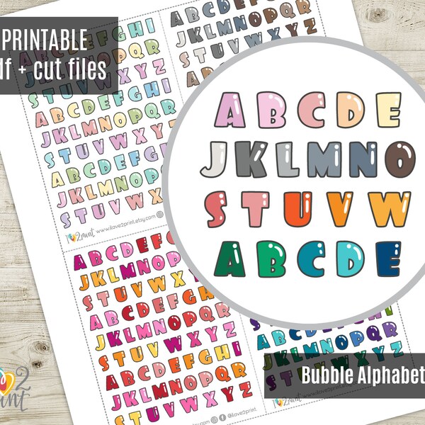 Printable Bubble Letters - Etsy