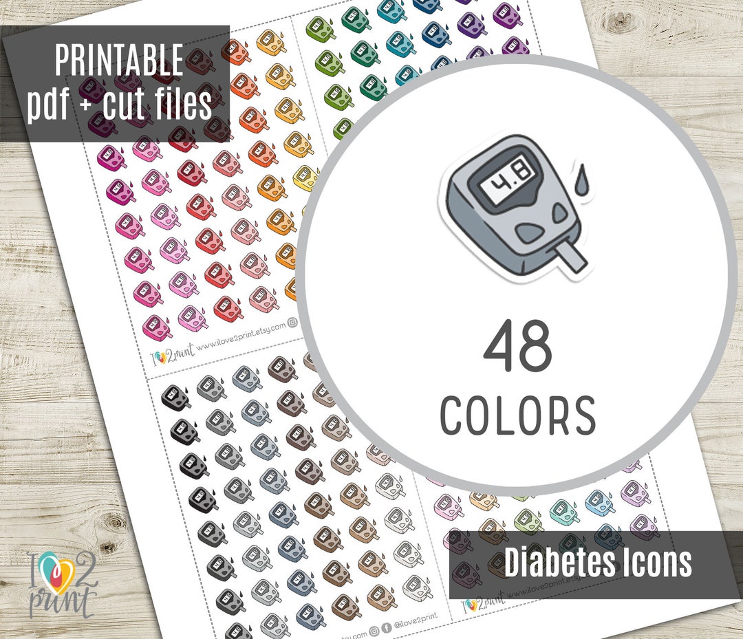 Diabetes Little Icon Planner Stickers, Blood Sugar Test Tiny Icon ...
