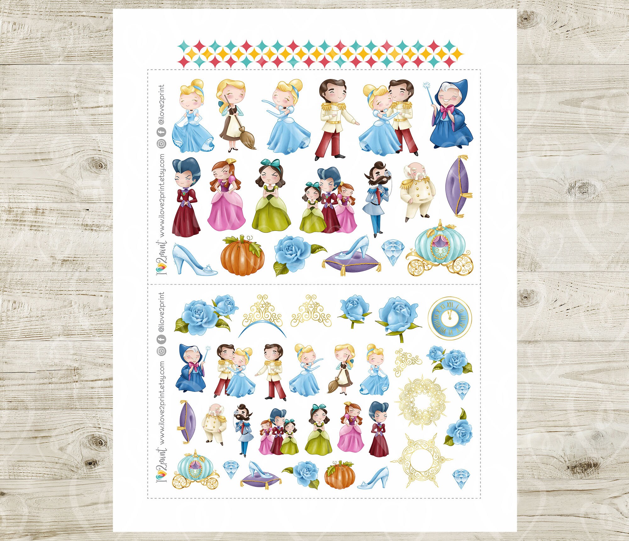 Cinderella Deco Planner Stickers New Year Princess Printable | Etsy