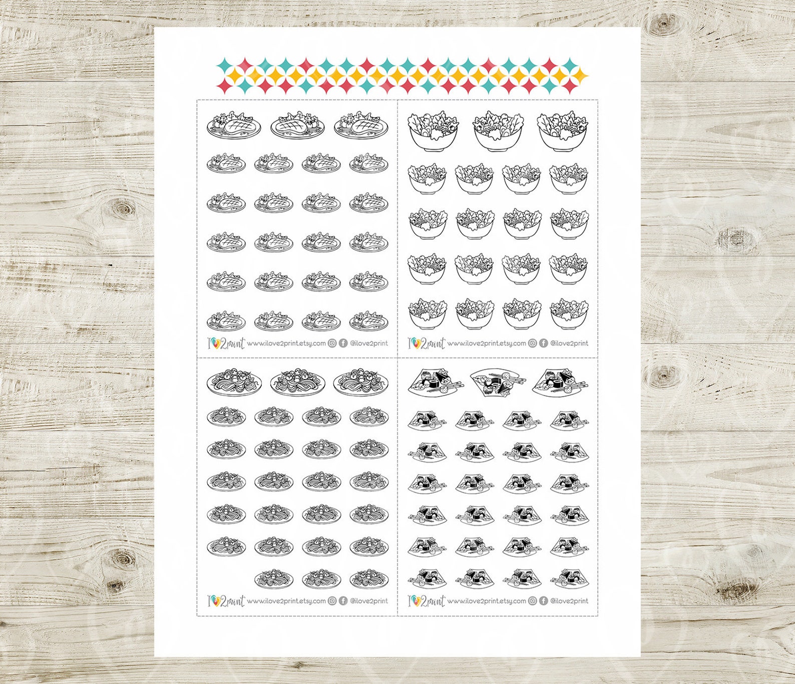 Planner Girl Food/dinner Planner Stickers Printable Stickers | Etsy