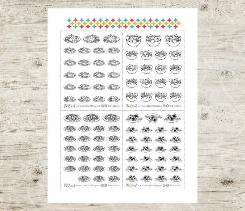 Planner Girl Food/dinner Planner Stickers Printable Stickers | Etsy