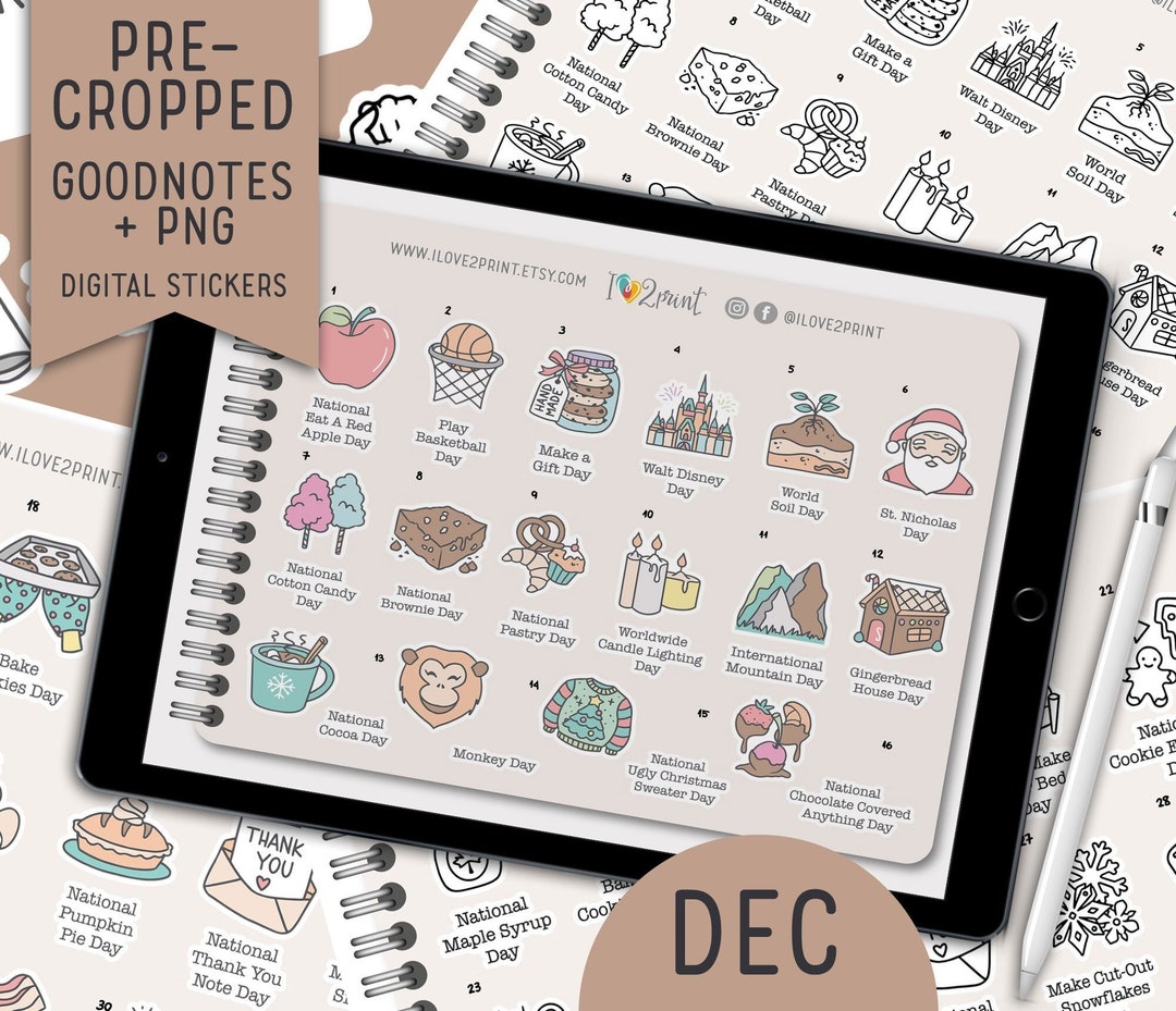 DECEMBER Daily Wacky Holidays Goodnotes Sticker Book, Digital Stickers ...