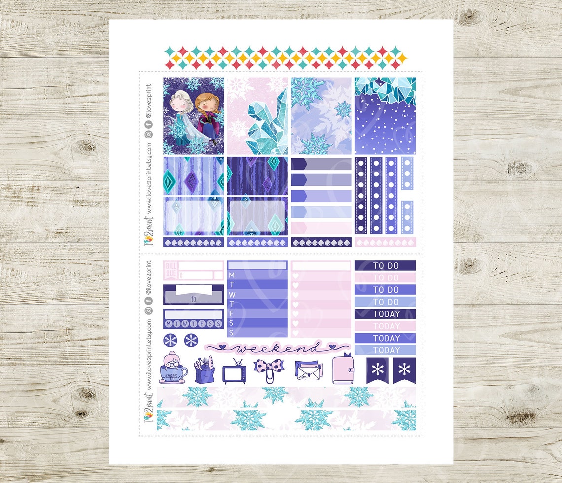 FREE August frozen Inspired Printable Stickers Planner - Etsy
