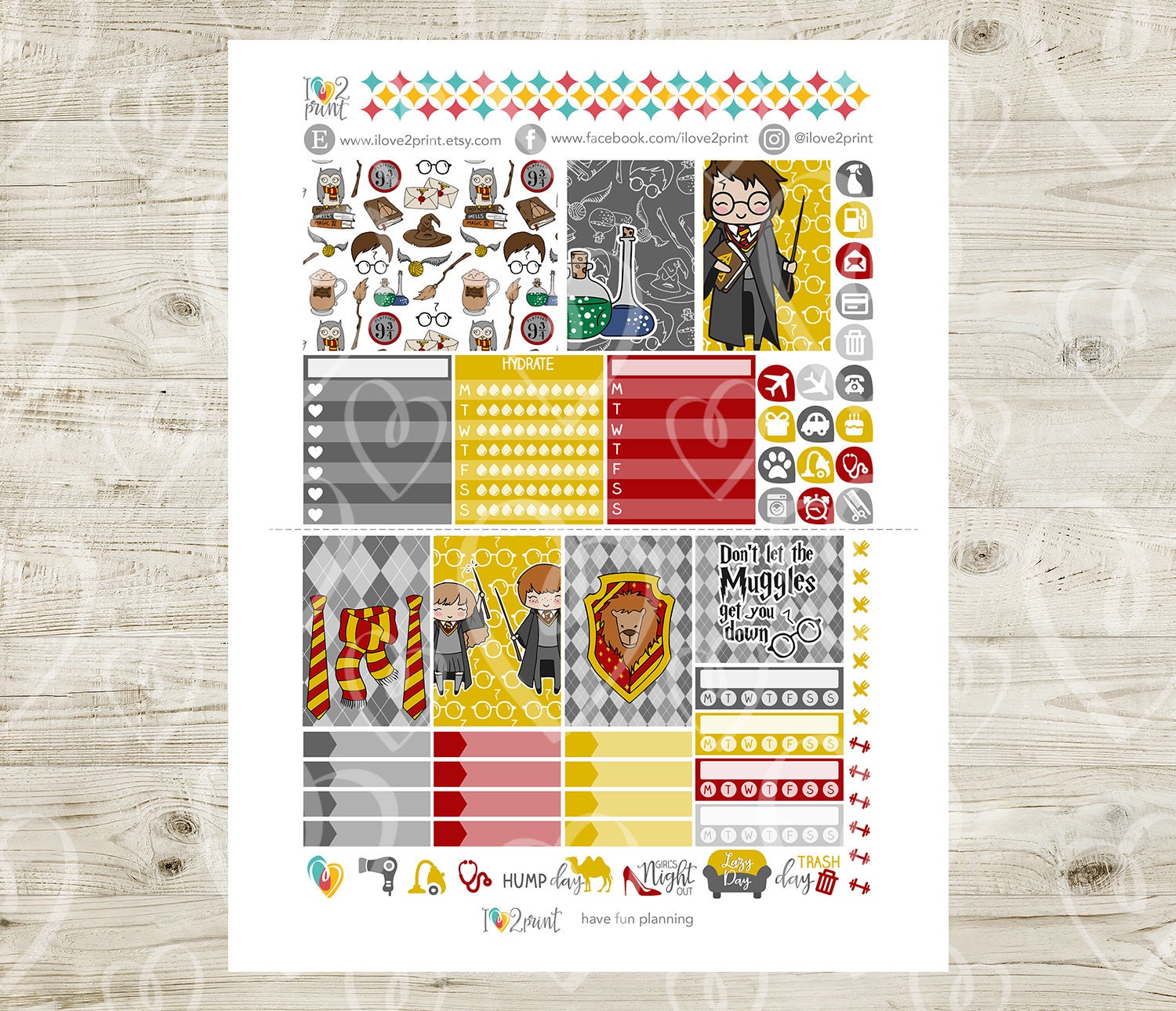 Wizard School I Weekly Printable Planner Stickers Happy - Etsy
