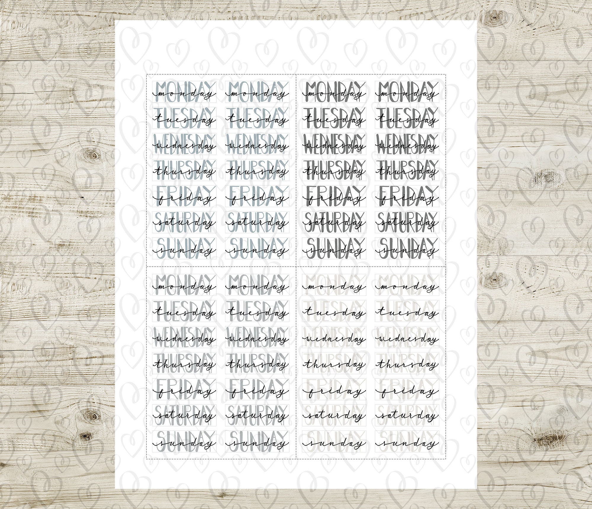 Week Headers Hand-lettered Planner Stickers PASTEL Week | Etsy