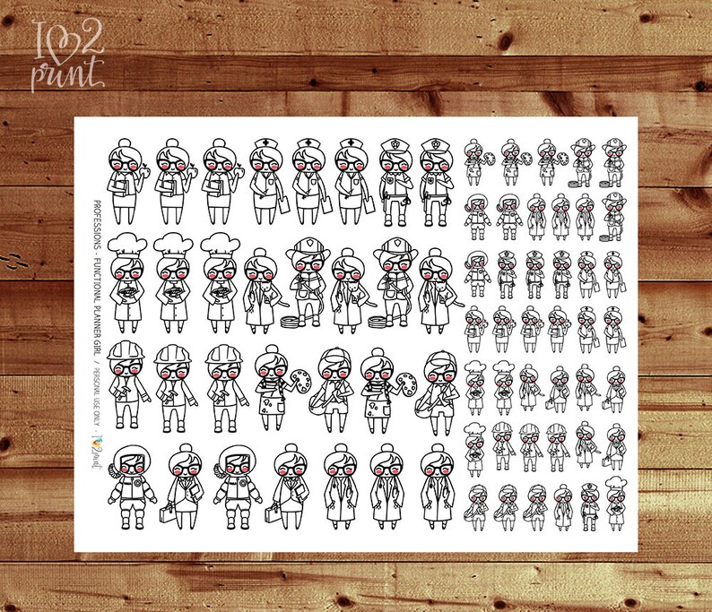 Planner Girl Professions Printable Planner Stickers Character - Etsy