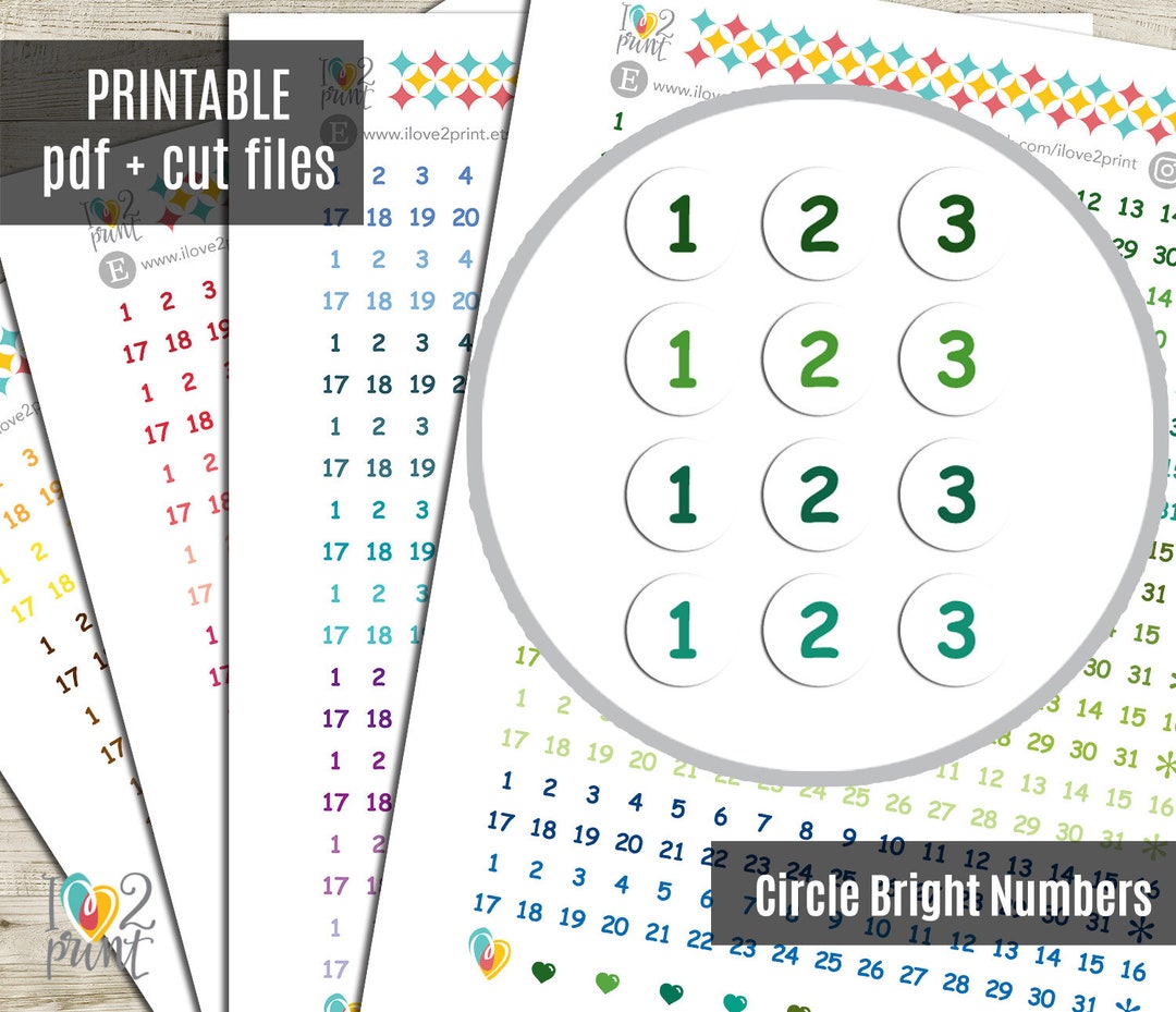 Dot Date Numbers Planner Stickers, Printable Stickers, Day Covers ...