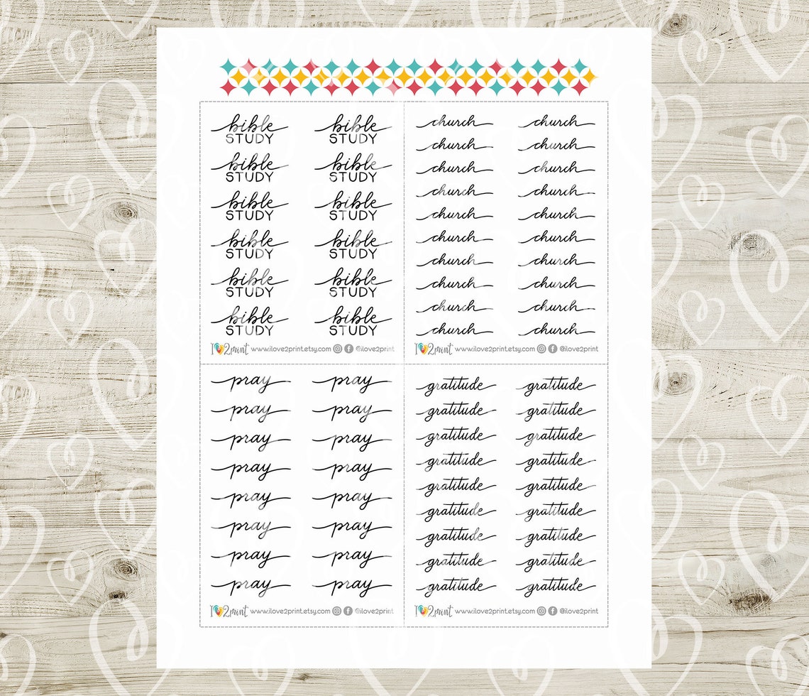 Handlettered Church Planner Stickers Bible Reading Script - Etsy