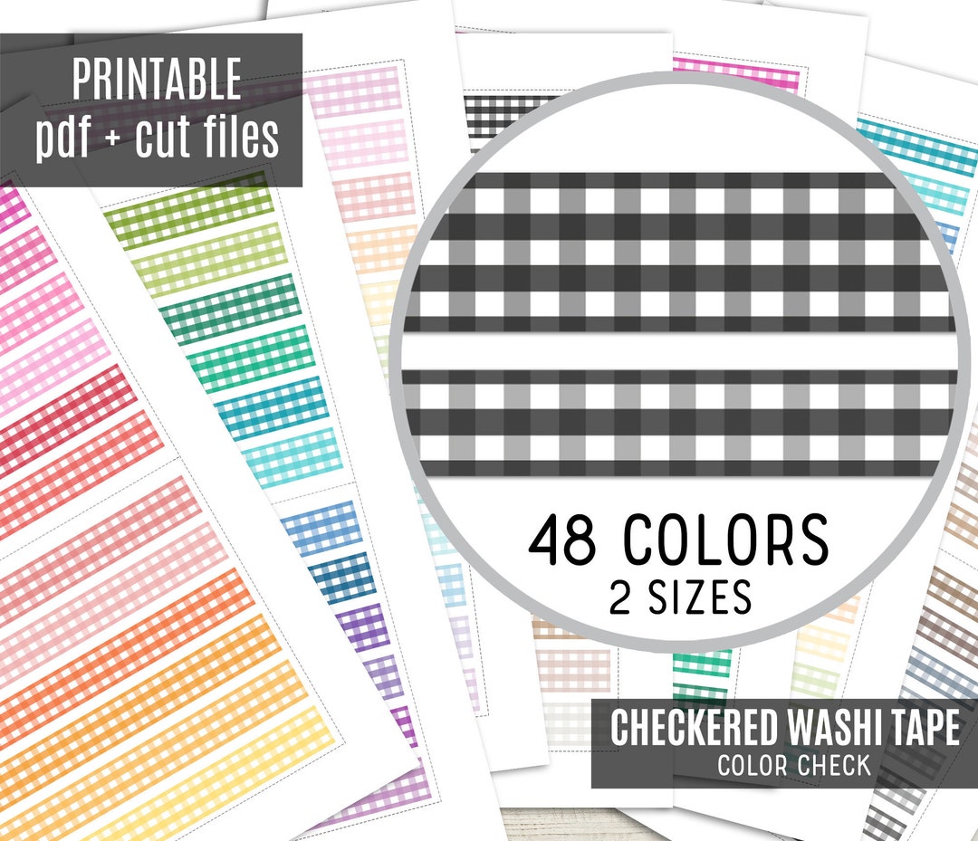 Color Checkered Washi Tape Planner Stickers, Check Washi Strips ...