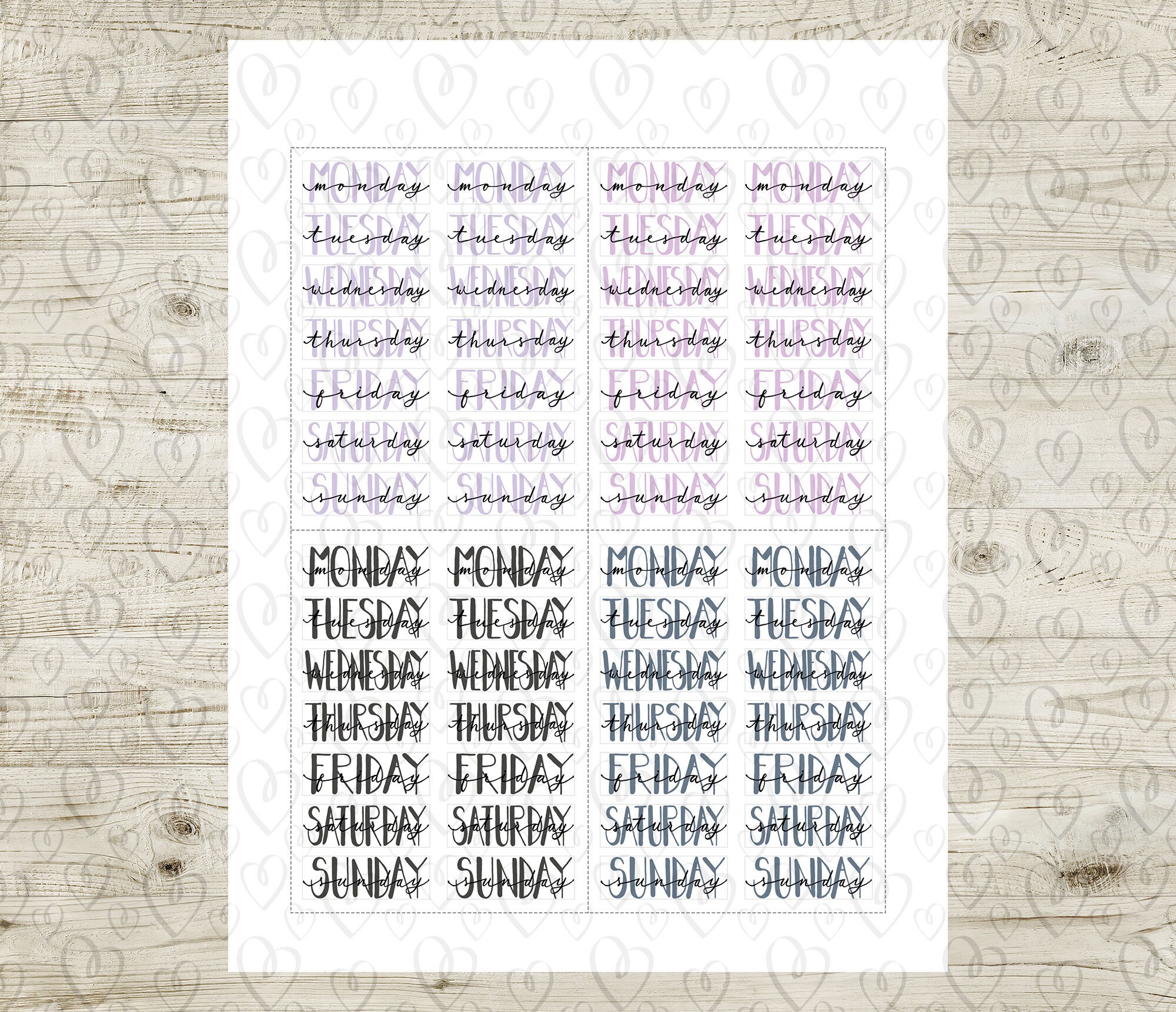 Week Headers Hand-lettered Planner Stickers PASTEL Week | Etsy