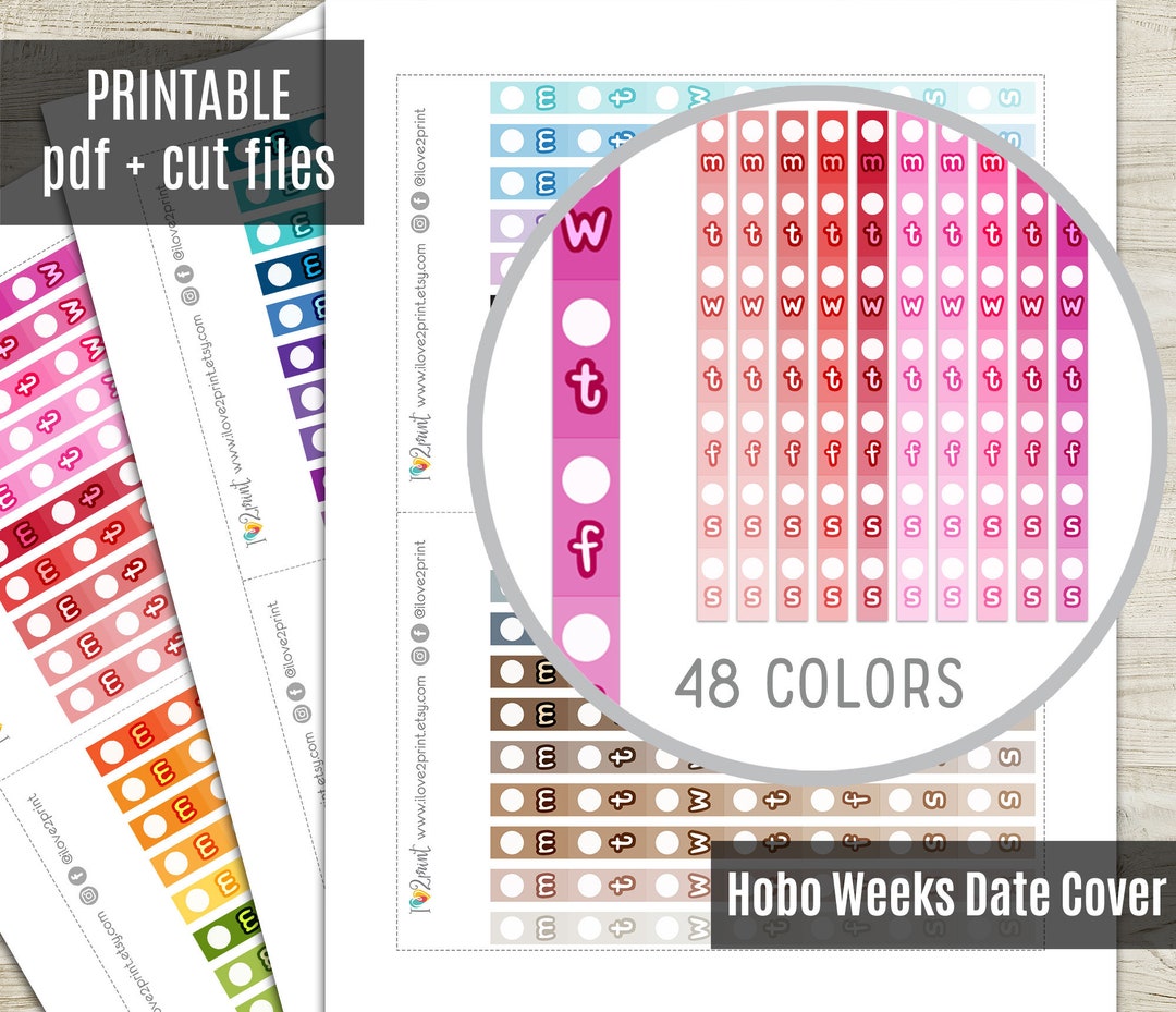 Date Covers Hobonichi Weeks Printable Planner Stickers Date Headers ...