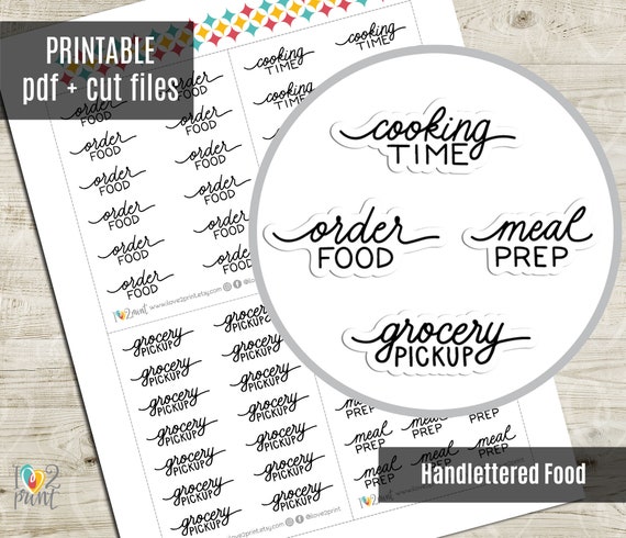 Handlettered Grocery Planner Stickers Order Food Script Words - Etsy