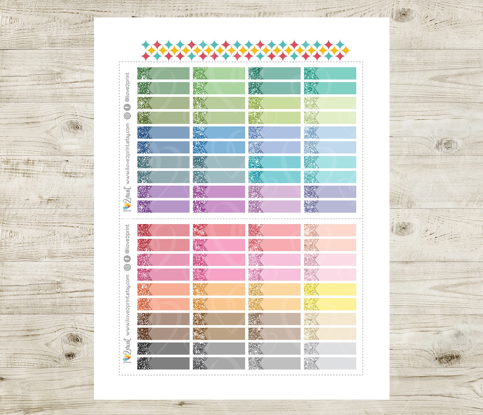 Color Glitter Flag Labels Planner Stickers Glitter Label - Etsy